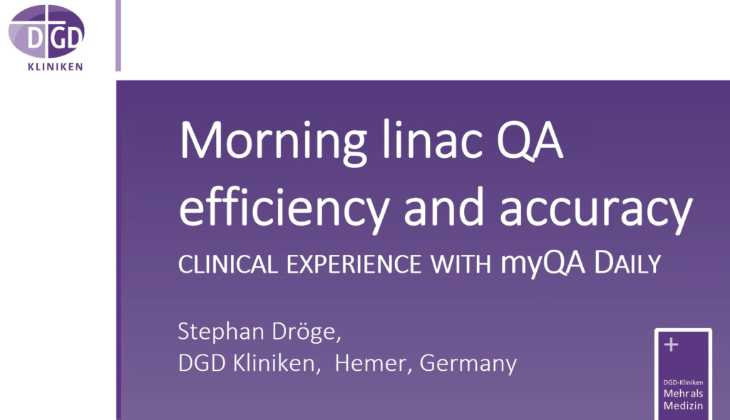 Morning linac QA efficiency and accuracy – clinical experience with myQA Daily – Physics World